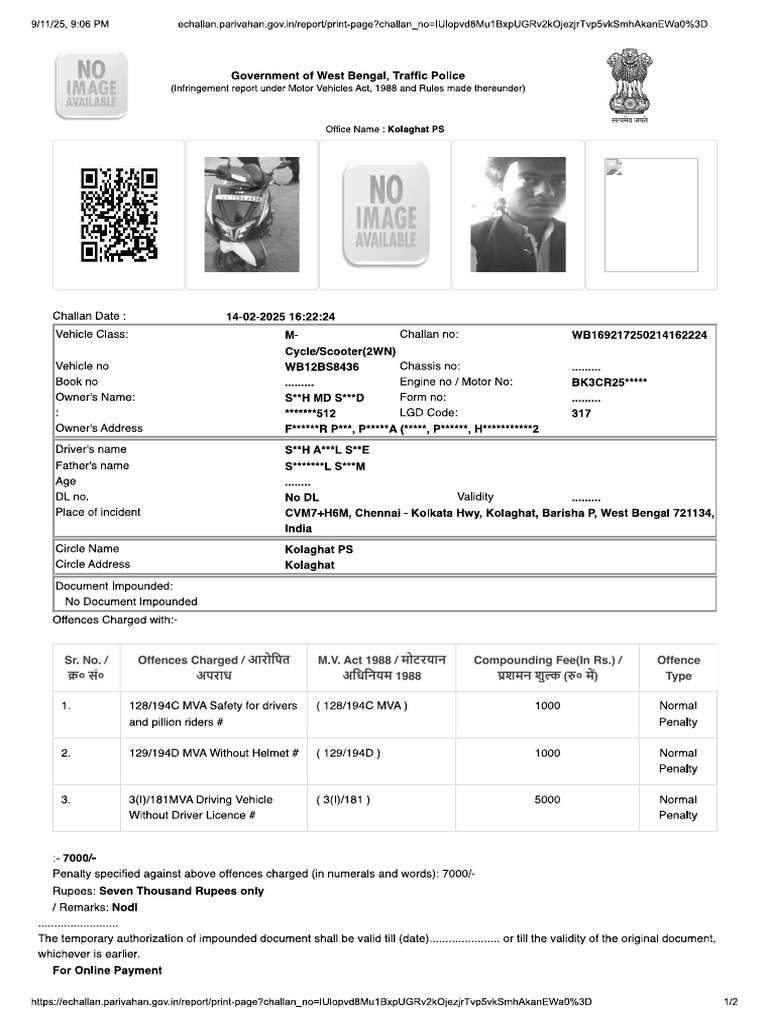 Sahil Bike Challan | PDF