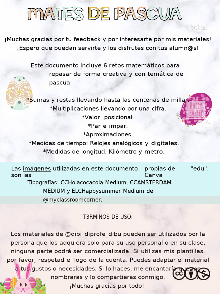 Retos Matemáticos de Pascua para Clases | PDF