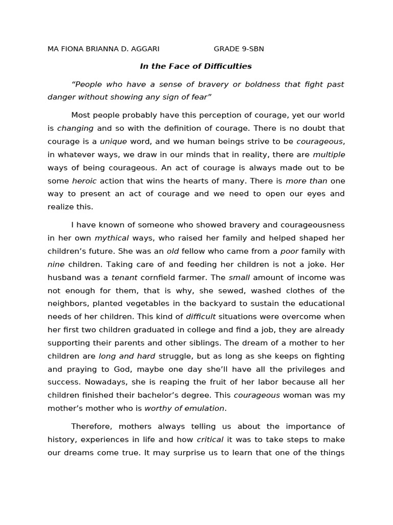 In The Face of Difficulty | PDF