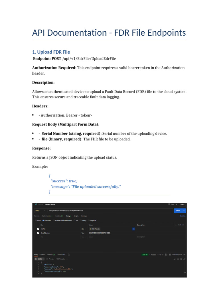 FDR File Telemetry API Documentation | PDF | Json | Software