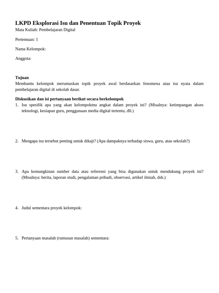 LKPD - 1 Eksplorasi Isu Dan Topik Proyek | PDF