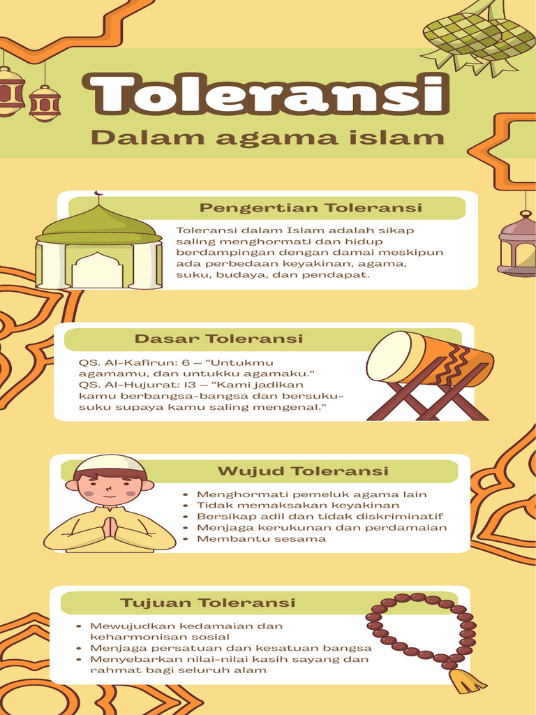 Toleransi Dalam Agama Islam Infografis Hijau Oranye Ilustratif Playful ...