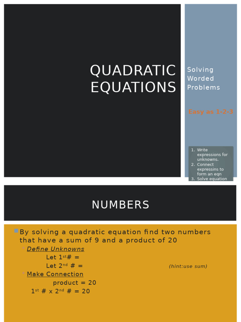 4.1 - Worded Problems - Quadratic Equations Examples | PDF | Area | Length