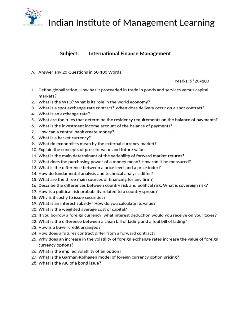 International Finance Management Q&A Guide | PDF