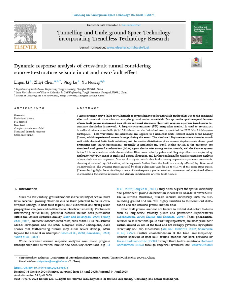 Cross-Fault Tunnel Seismic Response Analysis | PDF | Earthquakes ...