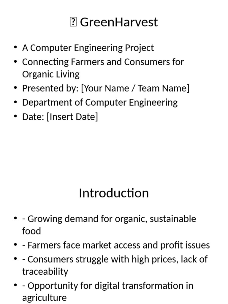 GreenHarvest Computer Engineering Presentation | PDF | Computing ...