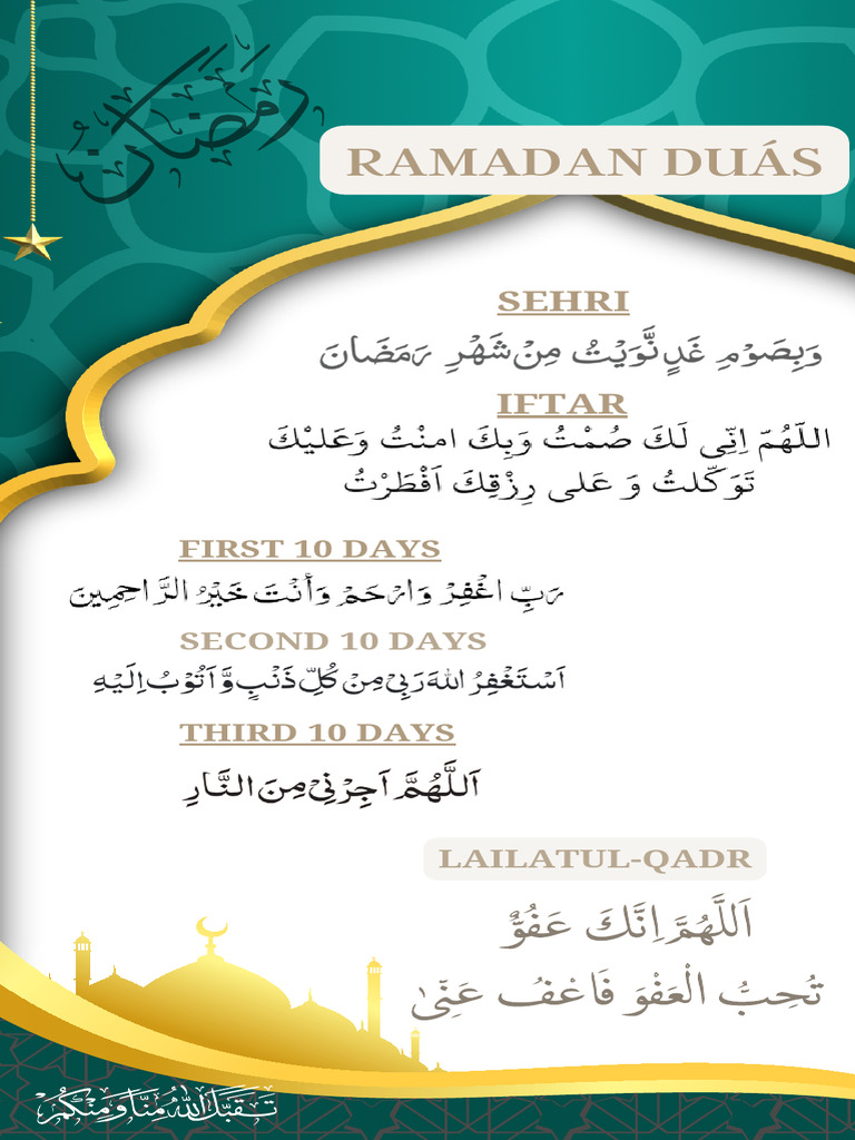 Ramadan Duás: Sehri Iftar | PDF