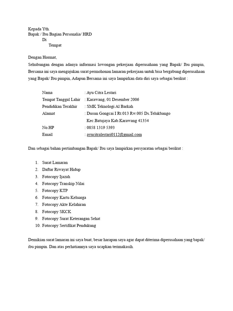 CV Ayu Citra Lestari | PDF