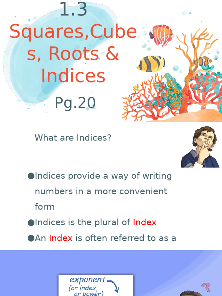 1.3 Squares, Cubes, Roots - Indices Gr7 | PDF
