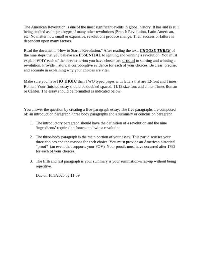 How to Start a Revolution Assignment | PDF