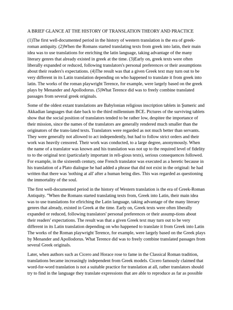 A Brief Glance at The History of Translation Theory and Practice | PDF ...