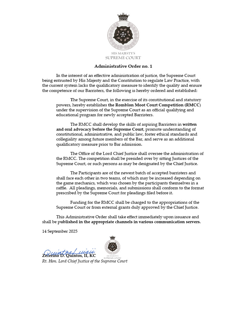 Administrative Order No. 1 | PDF