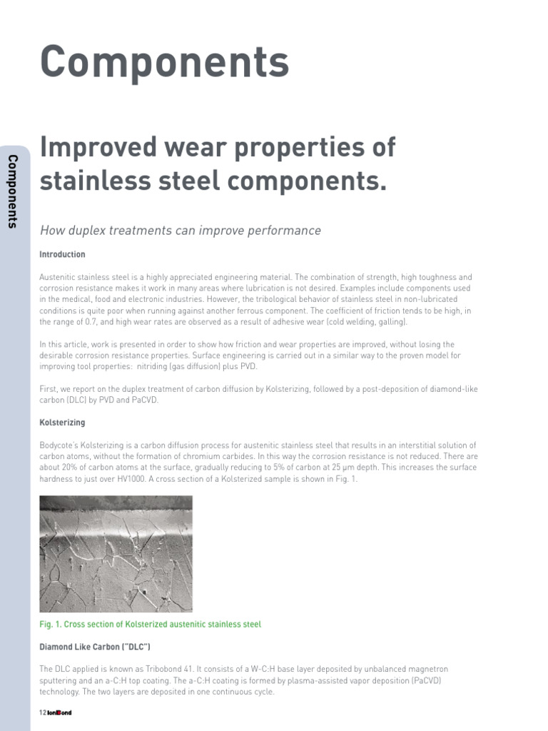 Kolsterizing Enhances Stainless Steel Wear | PDF | Stainless Steel | Wear