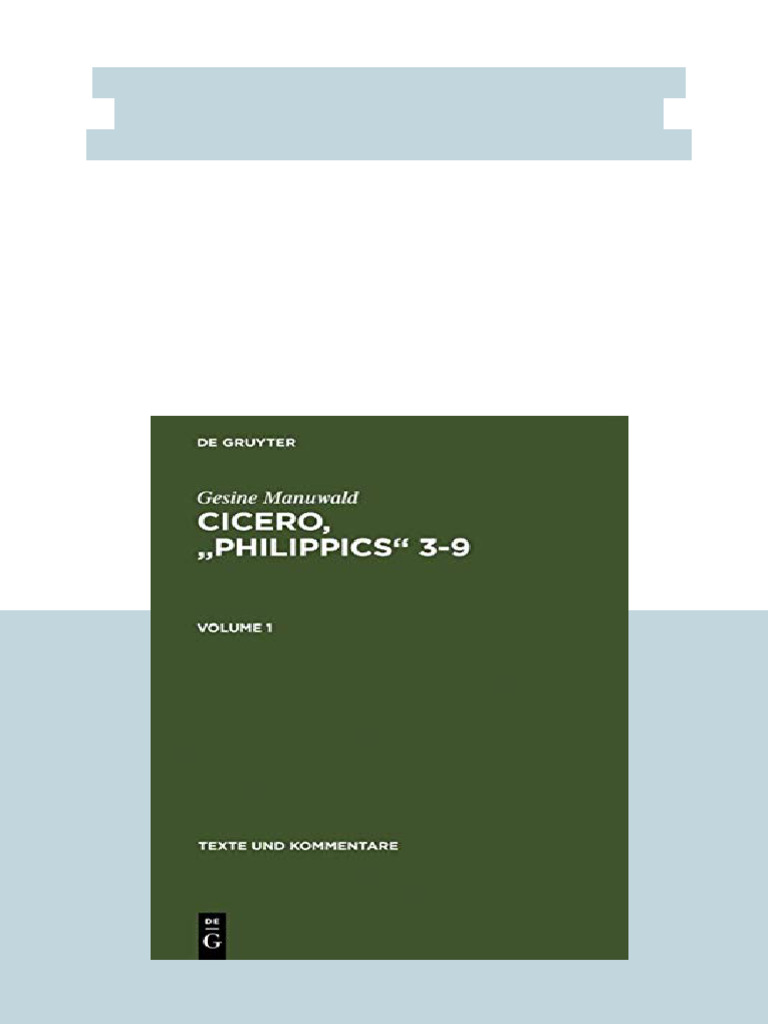 Marcus Tullius Cicero Orationes Philippicae III IX Edited with ...