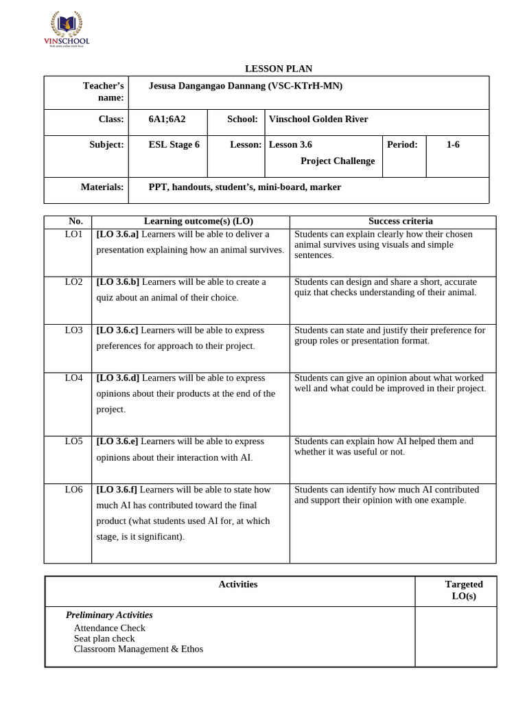 Lesson 3.6.project Challenge | PDF | English As A Second Or Foreign ...