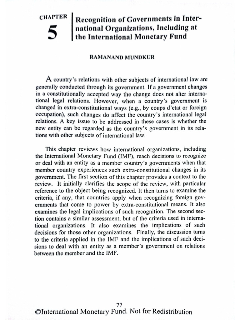 International Law - Recognition of Government in International ...