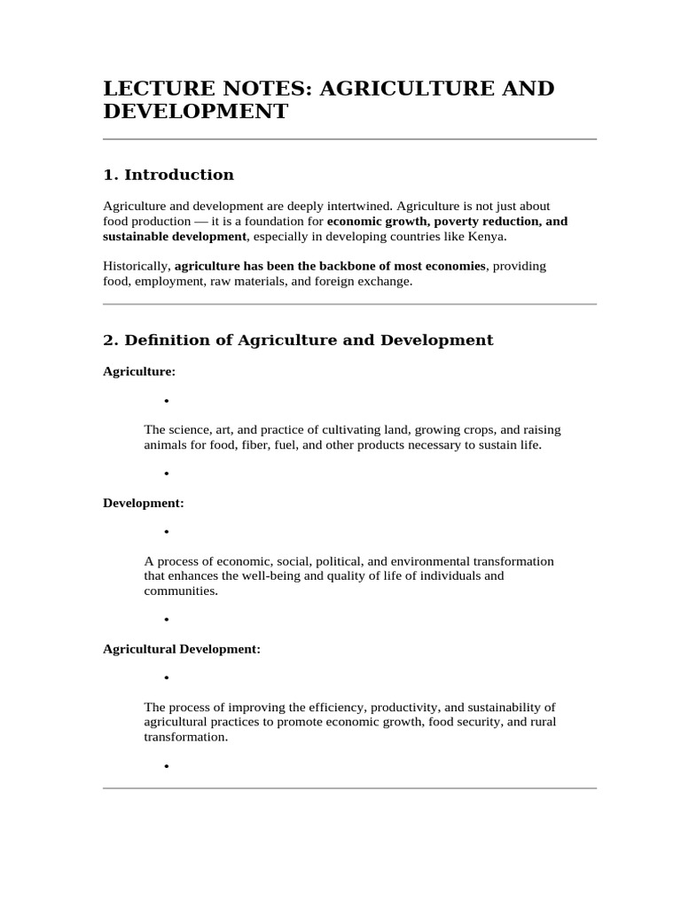 Agriculture's Role in Economic Development | PDF | Agriculture | Food ...