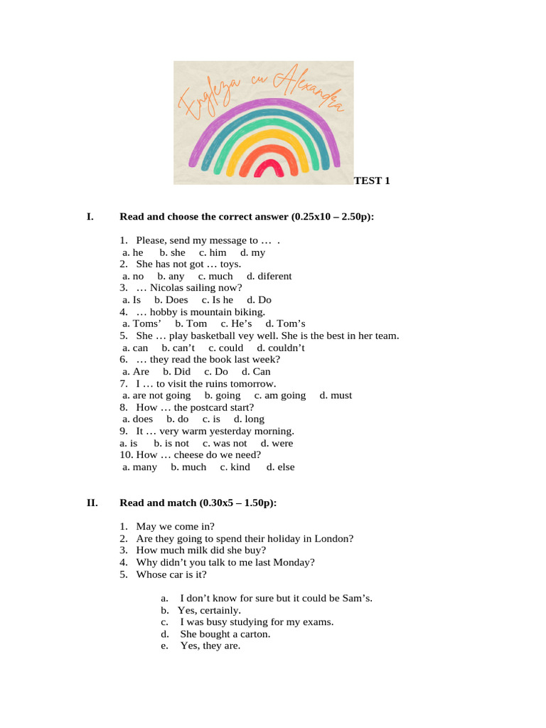 English Language Test Practice | PDF