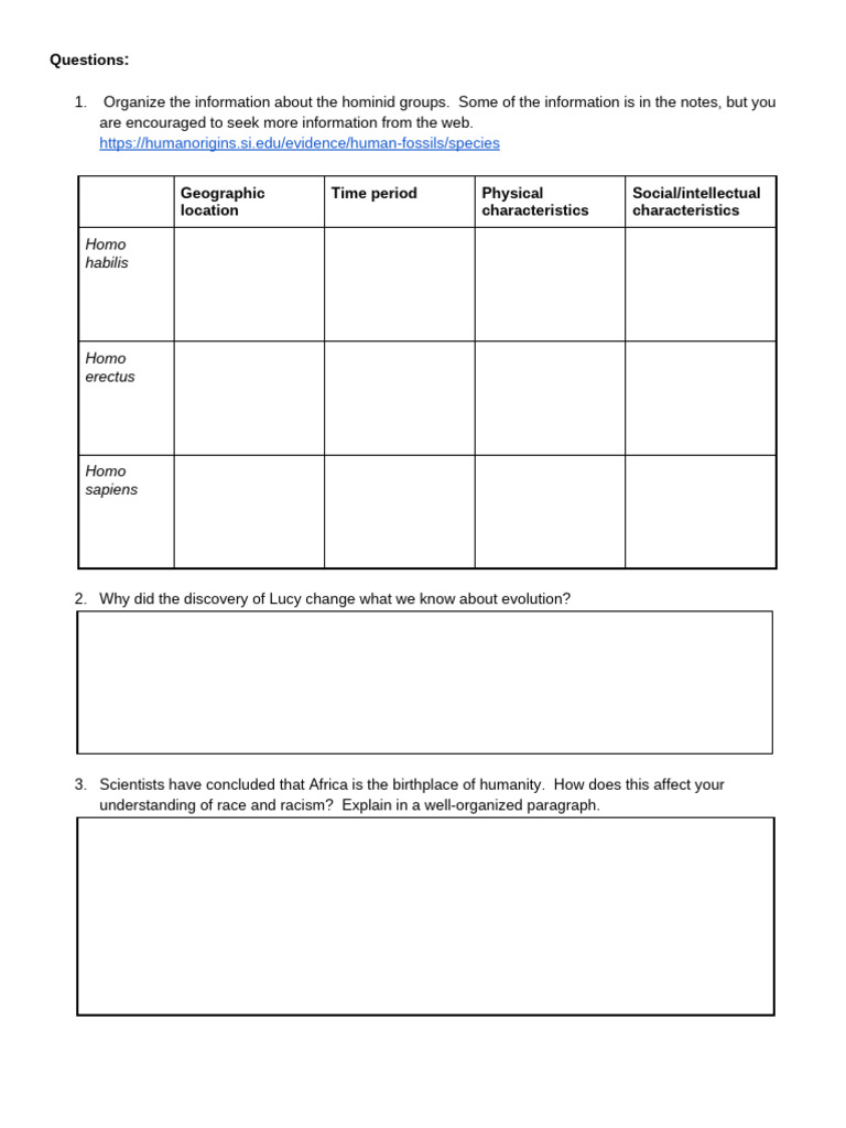 Origins Worksheet | PDF