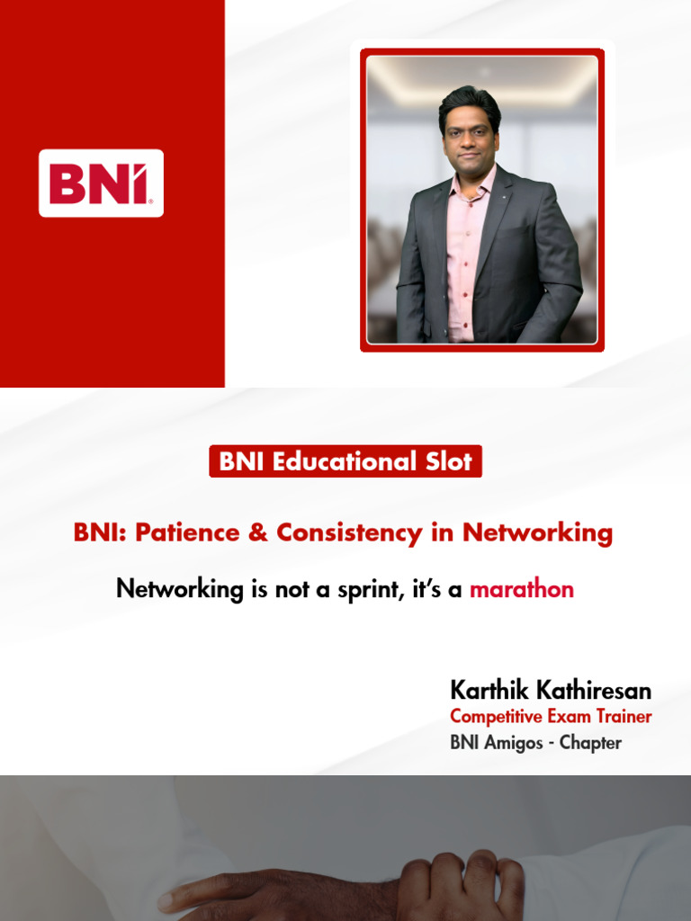 BNI Induction: Patience in Networking | PDF