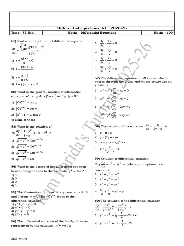 Differential Equations DCT Paper | PDF | Mathematical Objects | Subtraction