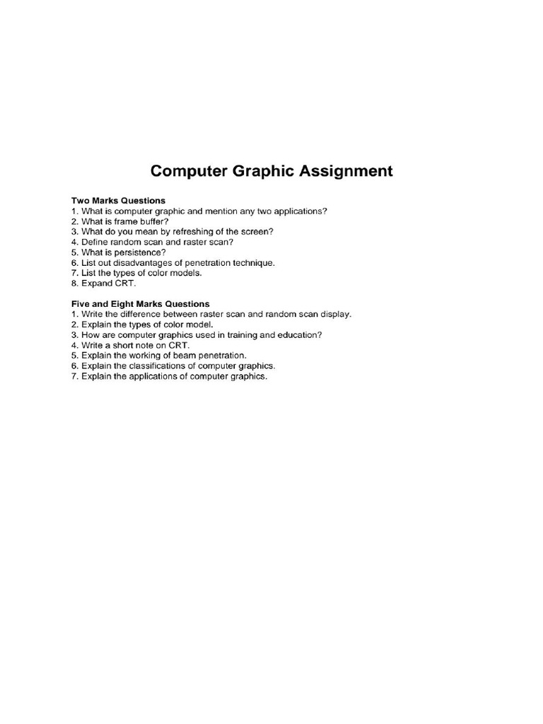 Computer Graphic Assignment Questions | PDF
