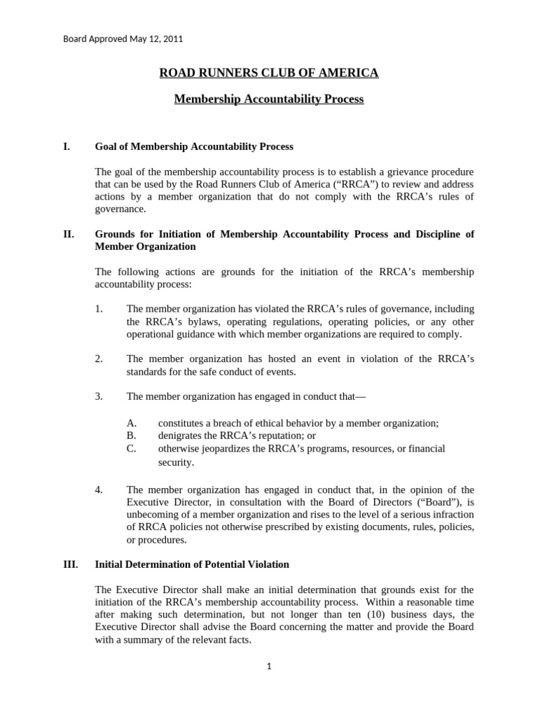 RRCA Membership Accountability Process | PDF | Justice | Crime & Violence