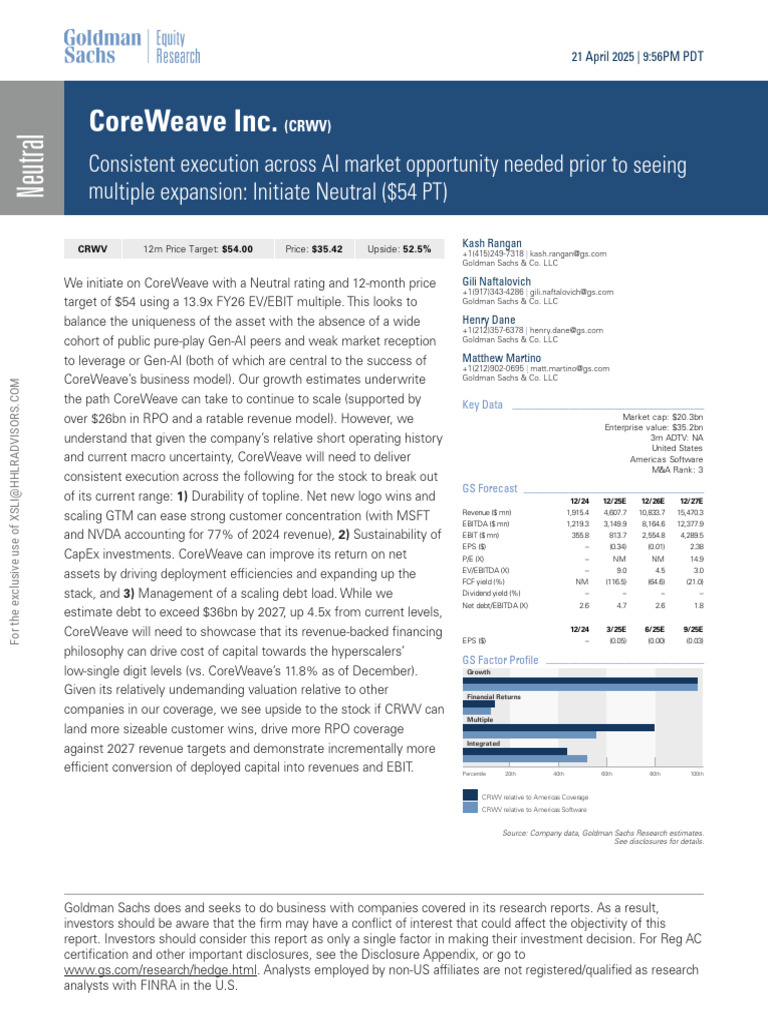CoreWeave Inc. (CRWV) - Consistent Execution Across AI Market Opportunity Needed Prior To Seeing ...