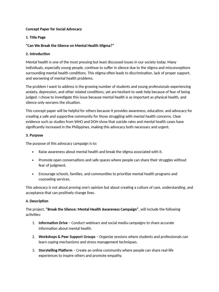 Break the Silence: Mental Health Advocacy | PDF | Mental Health ...
