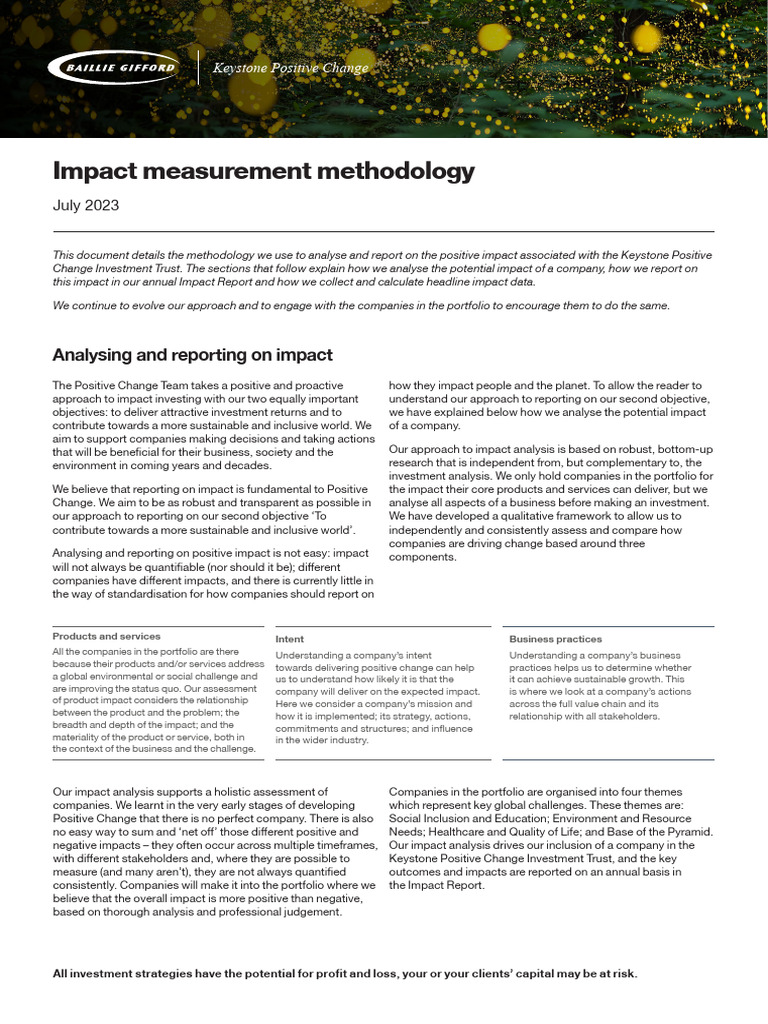 Keystone Positive Change Impact Methodology | PDF | Economies