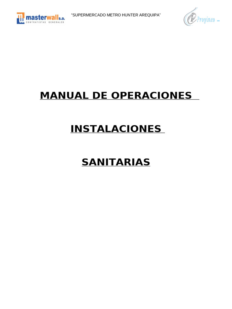 Manual de Operaciones Sanitarias Metro Hunter | PDF | Baño | Agua