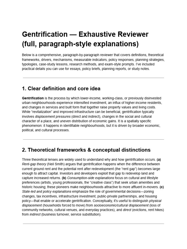 Gentrification - Reviewer | PDF | Affordable Housing | Urban Renewal