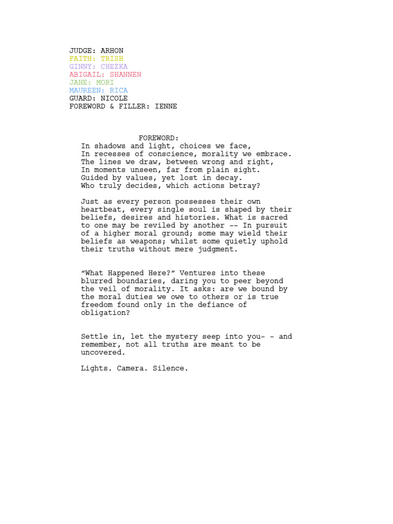 What Happened Here Script Editors Script | PDF