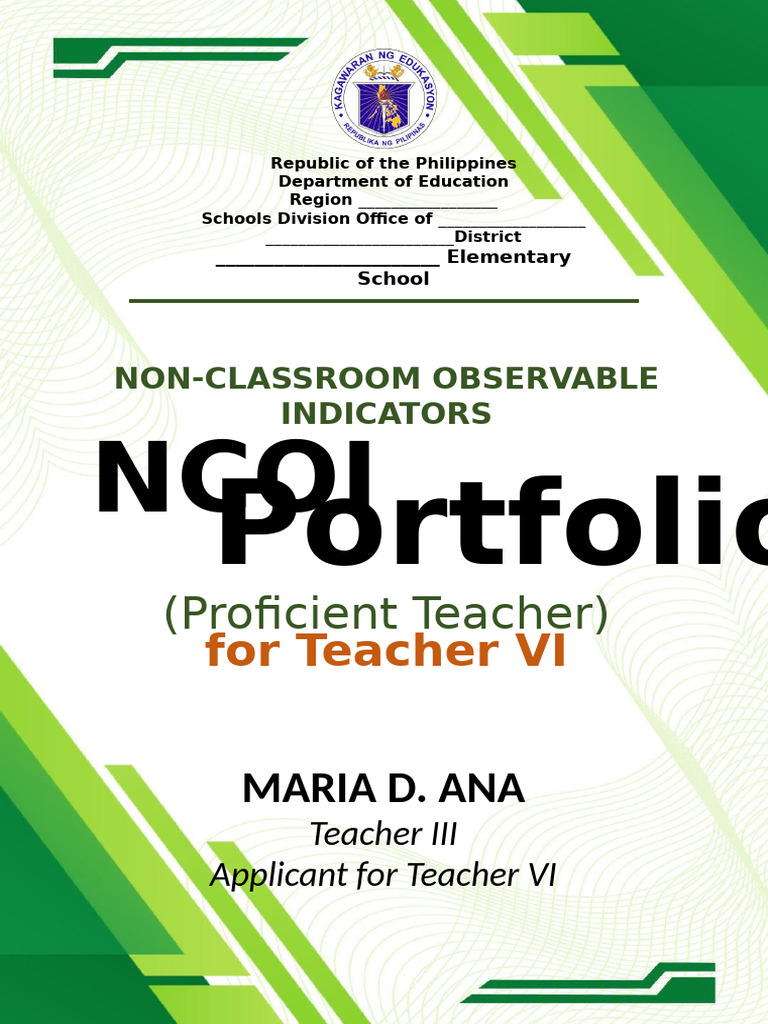Teacher 6 Ncoi Portfolio PPT Template - Green | PDF | Pedagogy | Lesson Plan