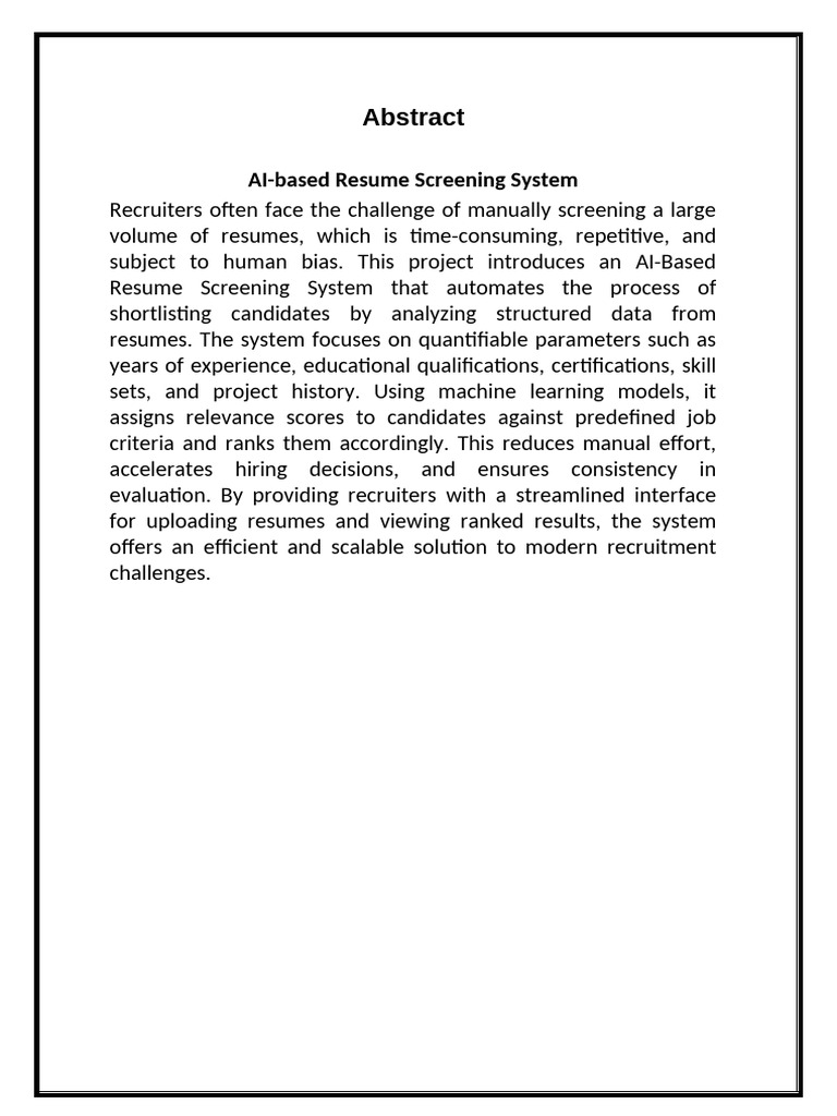 AI Resume Screening System Overview | PDF