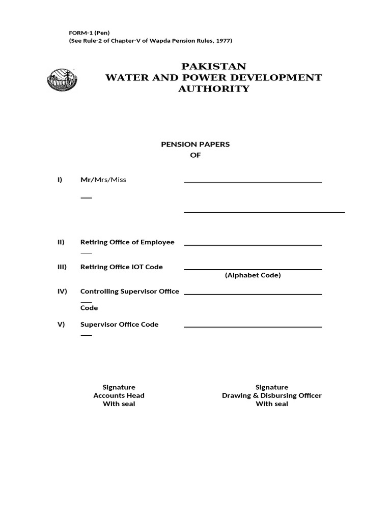 WAPDA Pension Application Form Guide | PDF | Pension | Retirement