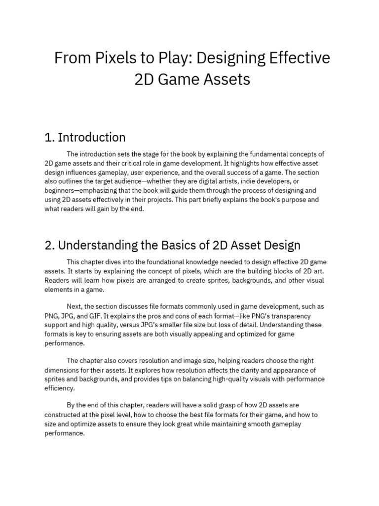 From Pixels To Play - Designing Effective 2D Game Assets PDF | PDF ...