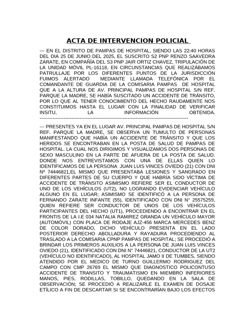 Cachema Renzo | PDF | Accidente de tráfico