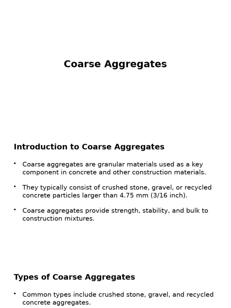 Overview of Coarse Aggregates | PDF