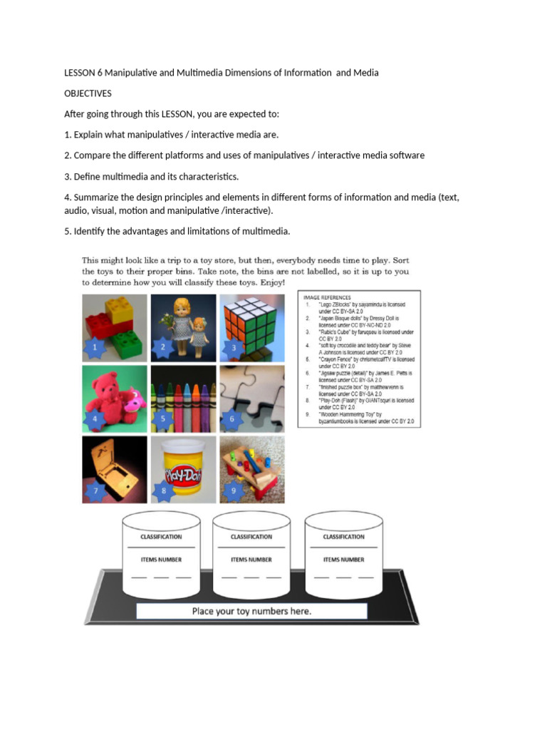 LESSON 6 Manipulative and Multimedia Dimensions of Information and ...