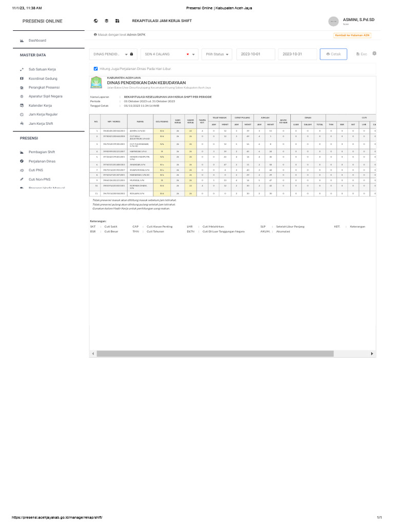 Presensi Online _ Oktober | PDF