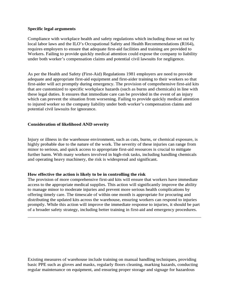 Workplace First-Aid Compliance Guide | PDF | Occupational Safety And ...