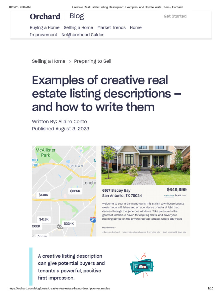 Creative Real Estate Listing Description - Examples, and How To Write ...
