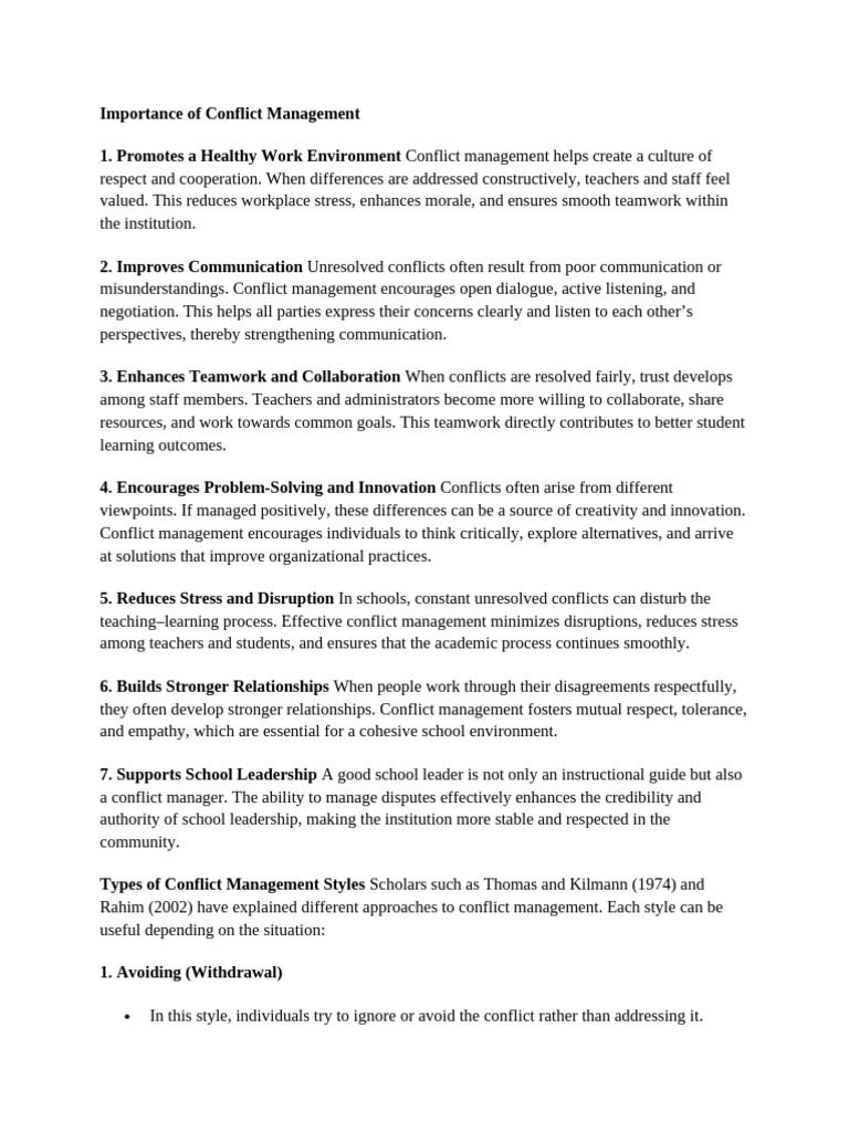 Effective Conflict Management in Schools | PDF | Change Management ...