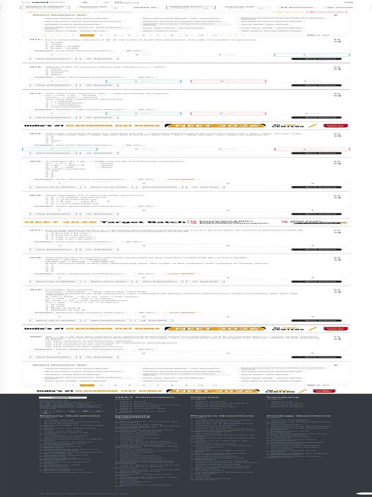 Chemical Kinetics Chemistry Medium NEET Practice Questions, MCQS, Past Year Questions (PYQs ...