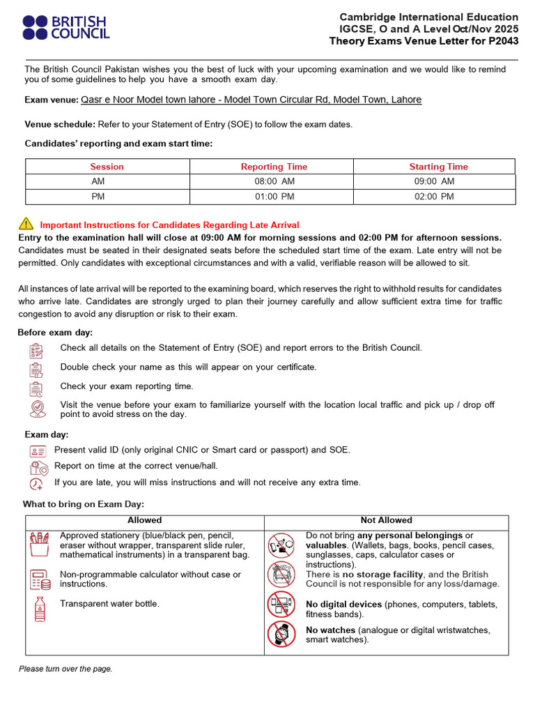 Theory Venue Letter - P2043 | PDF