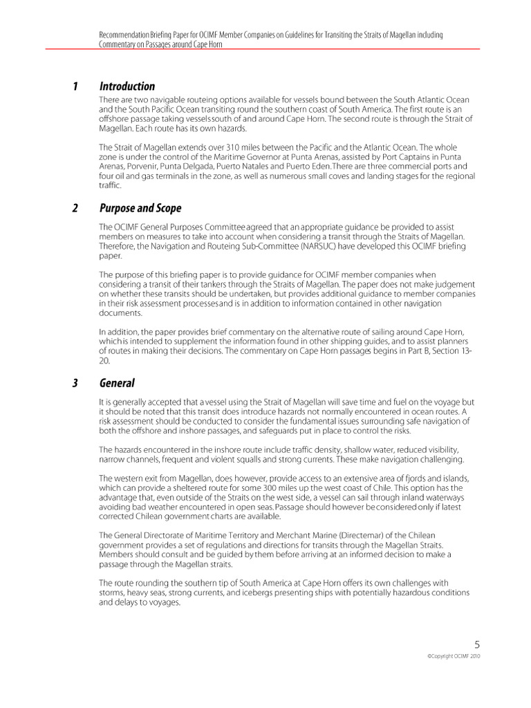 2. OCIMF-Guidelines for Transiting the Straits of Magellan | PDF