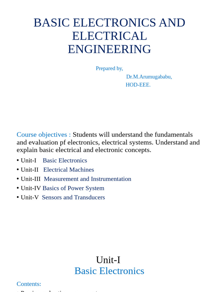 Basic Electronics and Electrical Engineering | PDF | Series And ...