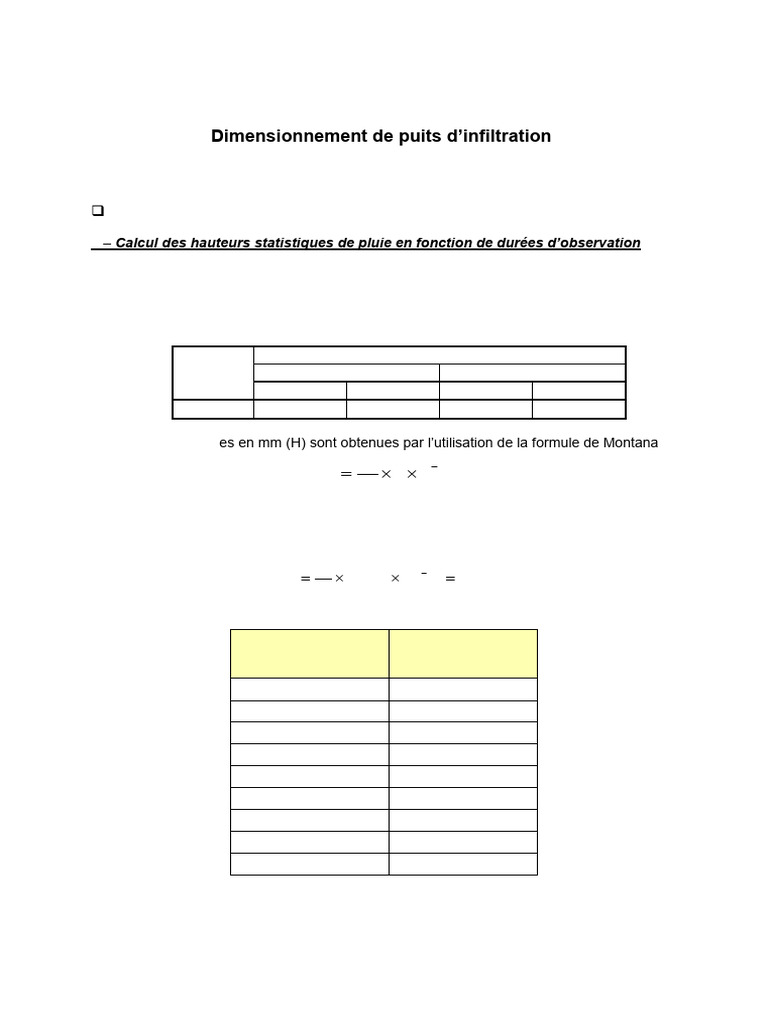 Dimensionnement de puits d'infiltration | PDF