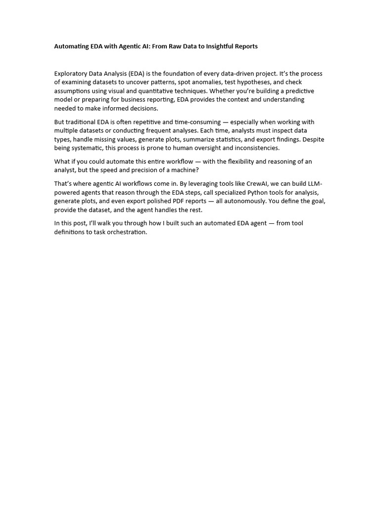 Automating EDA With Agentic AI | PDF